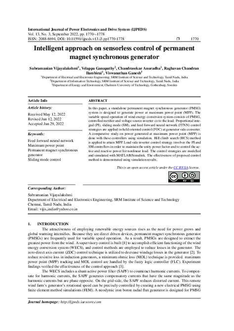 Intelligent Approach On Sensorless Control Of Permanent Magnet