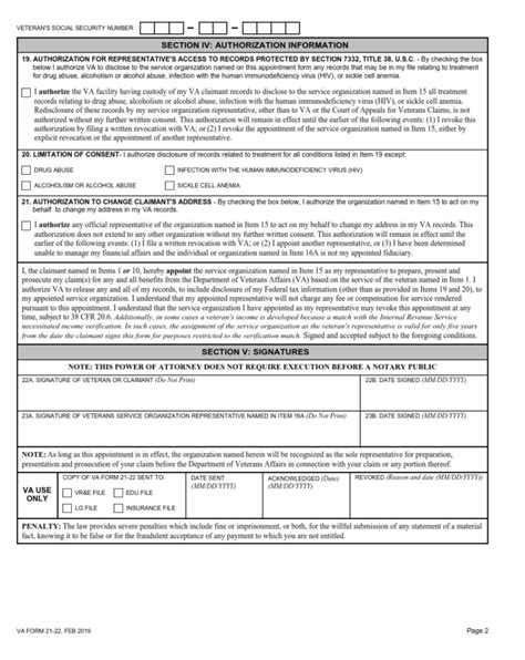VA Form 21 22 Printable Fillable In PDF Origin Form Studio