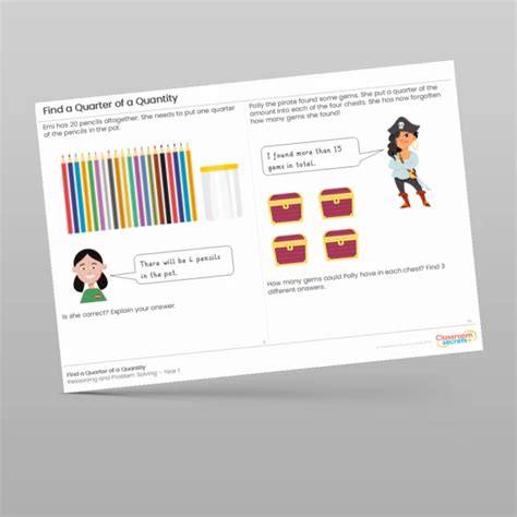 Year 1 Recognise A Quarter Of A Quantity Reasoning And Problem Solving 2 Resource Classroom