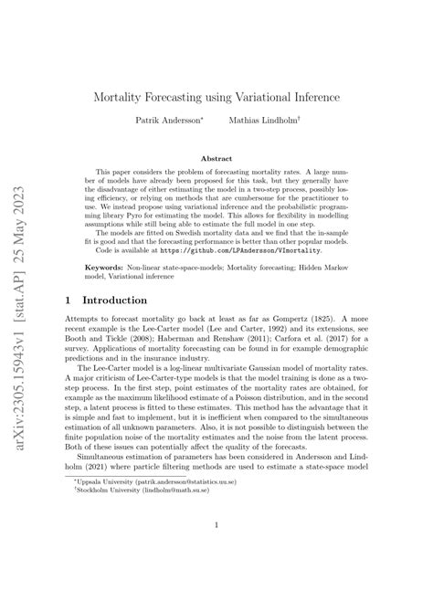 Pdf Mortality Forecasting Using Variational Inference