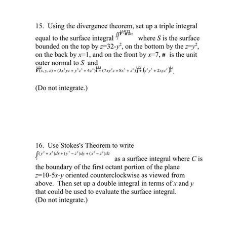 solved 15 using the divergence theorem set up a triple