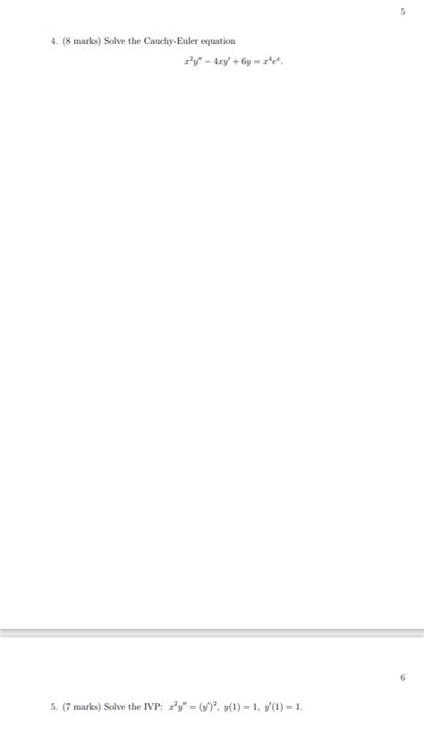 solved 5 4 8 marks solve the cauchy euler equation z y