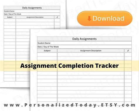 Daily Assignment Checklist Printable Digital Download Us Etsy