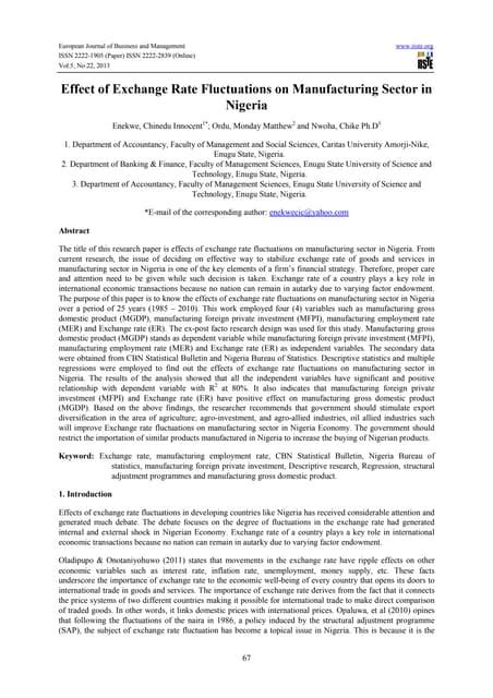 Macroeconomic Variables And Manufacturing Sector Output In Nigeria Pdf