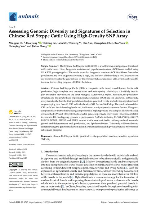 Pdf Assessing Genomic Diversity And Signatures Of Selection In Chinese Red Steppe Cattle Using