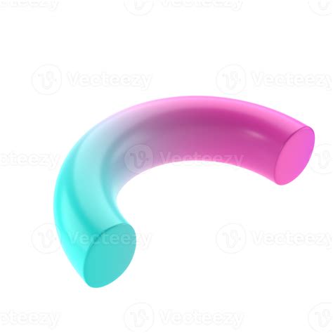 3d Object Shape Semidonut Geometric Metal Realistic Glossy Turquoise And Lilac Gradient Luxury