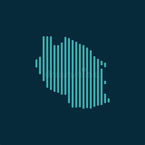 Vector Abstract Map Of Tanzania With Blue Straight Rounded Lines Isolated On A Indigo Background