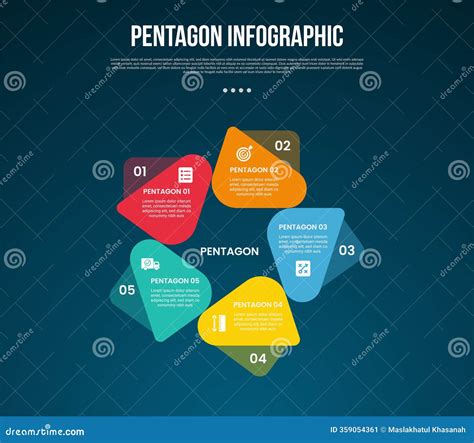 Pentagon Base Shape Template Infographic With Piechart Separation With