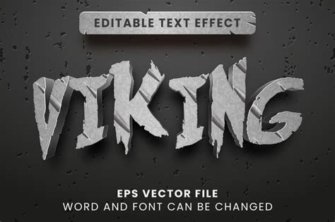 Premium Vector Viking Metallic Grunge Text Effect