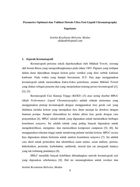 Parameter Optimasi Dan Validasi Metode Ultra Fast Liquid Chromatography Pdf