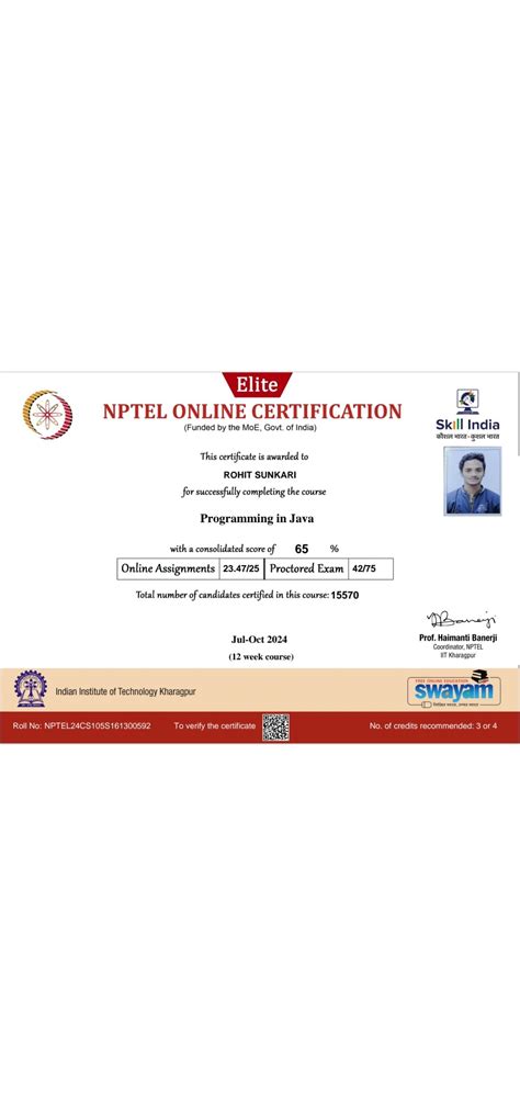 javaprogramming nptel swayam professionaldevelopment… rohit sunkari