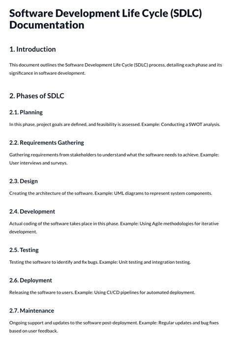 Software Development Life Cycle Sdlc Documentation Template Collaborative Docs For Teams