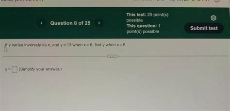 solved if y varies inversely as x and y 13 when x 6 find y