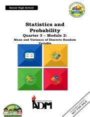 StatProb Q M Pdf Statistics And Probability Quarter Module Mean And Variance Of