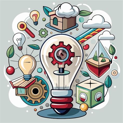 Premium Vector A Circle Of Things With A Light Bulb And The Word Gears