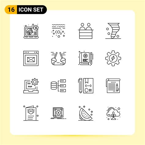 Set Of 16 Vector Outlines On Grid For Browser Weather Court Climate Air Editable Vector Design