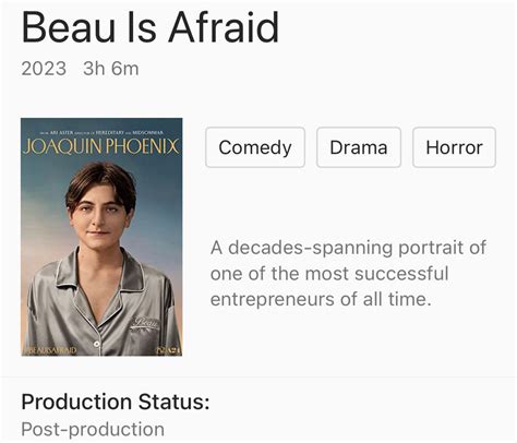 Beau Is Afraid Runtime Over 3 Hrs On Imdb R A24