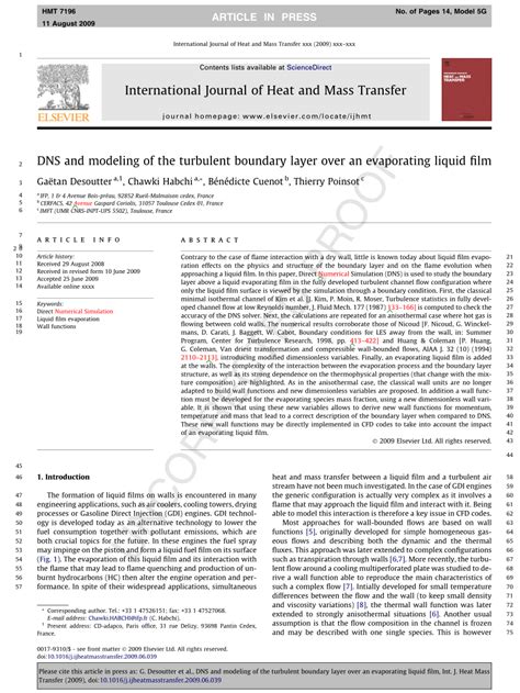 Pdf Dns And Modeling Of The Turbulent Boundary Layer Over An Evaporating Liquid ﬁlm