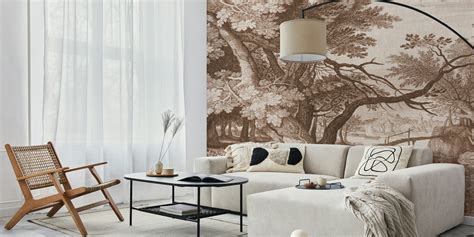 Landscape Etching Tree Wallpaper