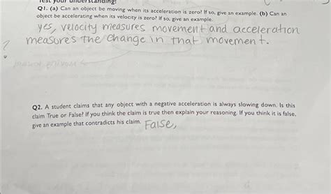 solved 1 a can an object be moving when its acceleration
