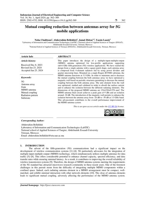 Pdf Mutual Coupling Reduction Between Antennas Array For 5g Mobile