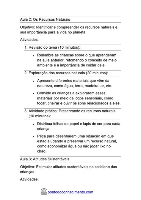 Plano De Aula Completo Sobre Meio Ambiente Para Educação Infantil