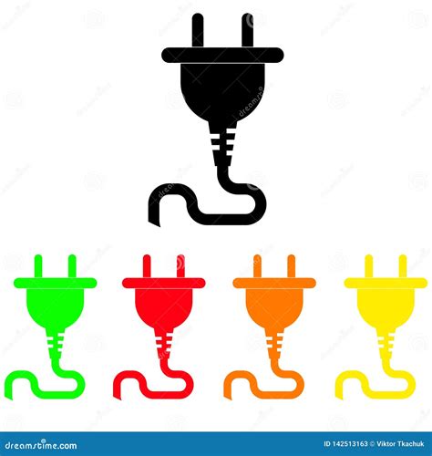 Set Of Colored Icons Plugs Connector Stock Vector Illustration Of Icon Equipment