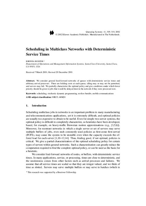 Pdf Scheduling Multiclass Packet Streams To Minimize Weighted Loss
