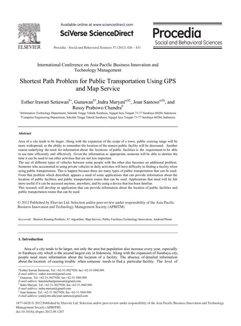 Pdf Shortest Path Problem For Public Transportation Using Gps And Map