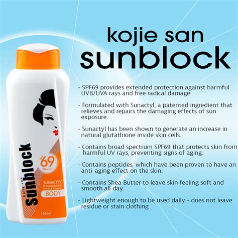 Kojie San Sunblock With Sunactyl Broad Spectrum Spf 69 Kojie San Usa