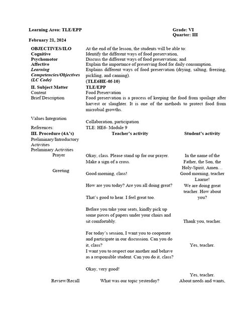 tle 6 demo 1 pdf food preservation pickling