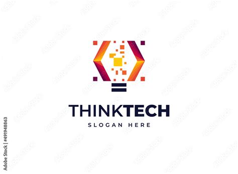 Think Technology Light Bulb Smart Electricity Idea Vector Logo Design