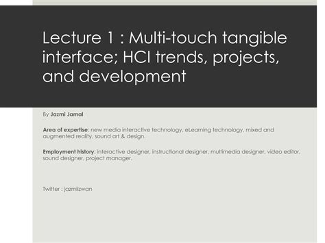 Multi Touch Tangible Interface Hci Trends Projects And Development Ppt Computer Software