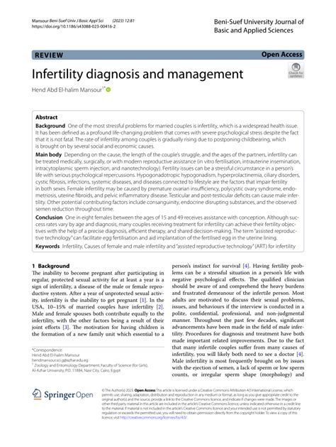 Pdf Infertility Diagnosis And Management