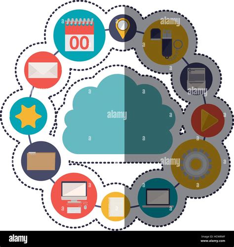 Cloud Computing Icon Storage Media Multimedia And Technology Theme Isolated Design Vector