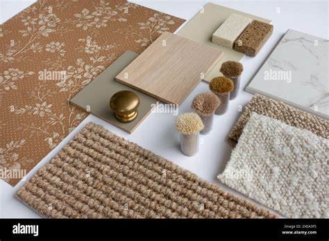 Interior Design Material Sample Board With Fabrics Carrara Marble
