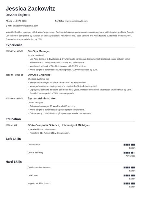 Devops Engineer Resume Sample And Guide 20 Tips