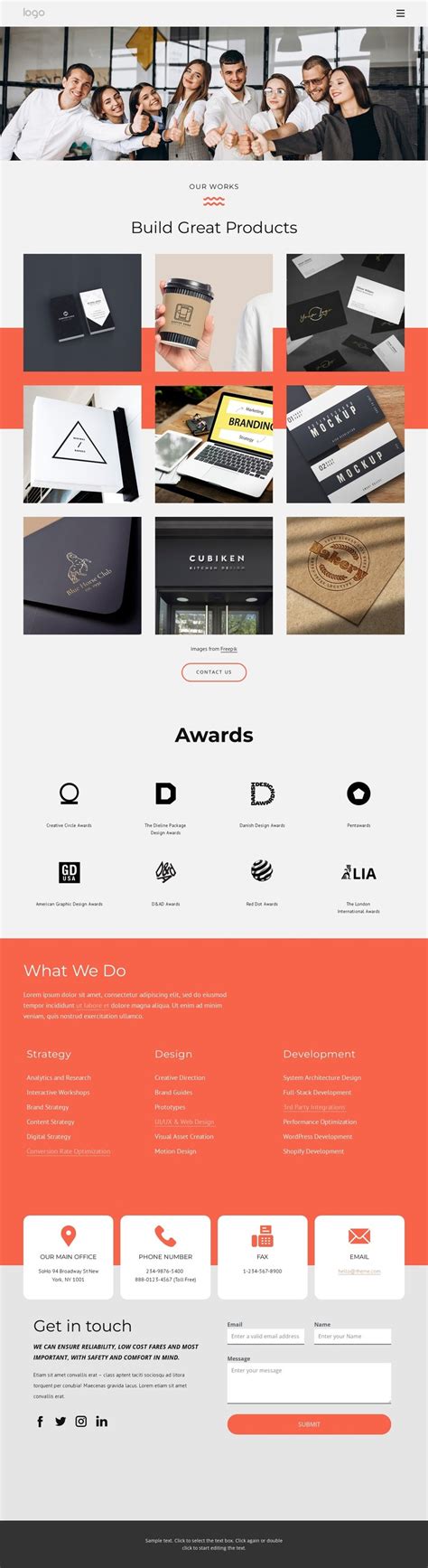 award winning branding services css template by nicepage