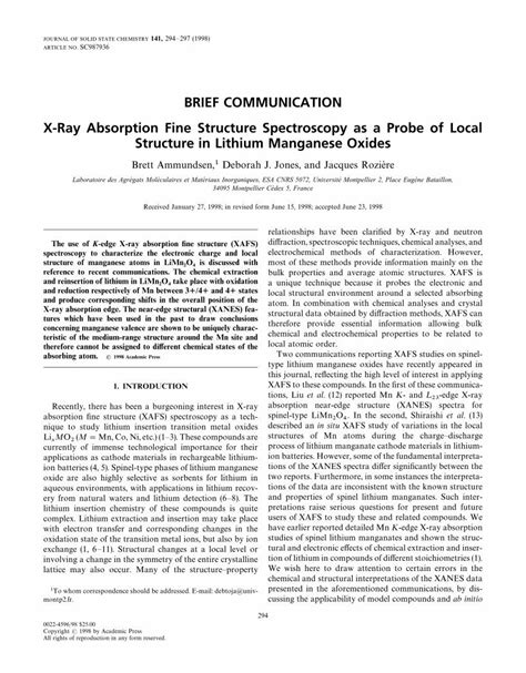 Pdf X Ray Absorption Fine Structure Spectroscopy As A Probe Of Local Structure In Lithium