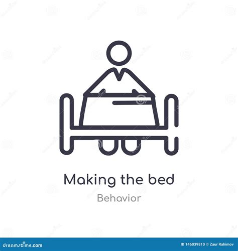 Making The Bed Outline Icon Isolated Line Vector Illustration From Behavior Collection Stock