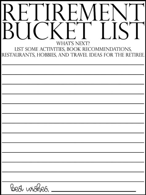 Printable Retirement Wishes Template Minimalist Retirement Keepsake