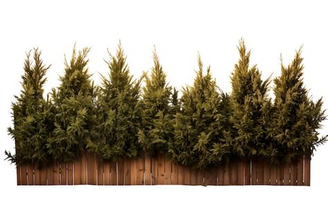 Premium Photo Isolated Of Cypress Trees Fence Line Up With Horizontal