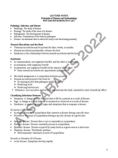 Lecture Notes On Disease And Epidemiology Pdf Infection