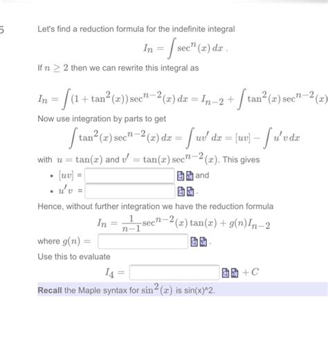 Solved Lets Find A Reduction Formula For The Indefinite