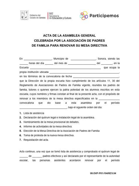 Acta Apf Pdf Votación Gobierno