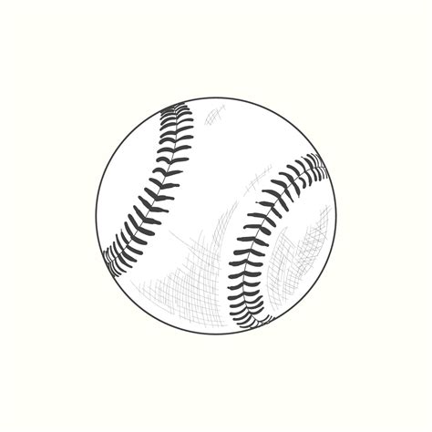 Baseball Softball Vector Illustration In Black Detailed Vintage Style