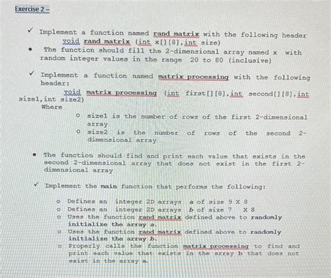 Solved Implement A Function Named Rand Matrix With The Chegg