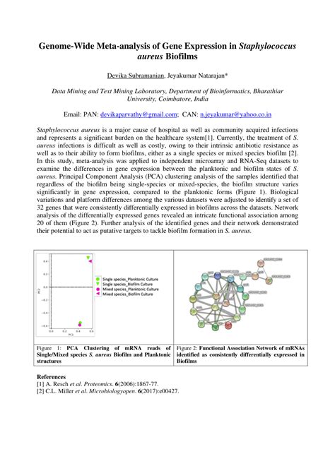 Pdf Genome Wide Meta Analysis Of Gene Expression In Staphylococcus