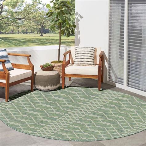 Nourison Positano Blue Green 8 Ft X 8 Ft Moroccan Contemporary Round