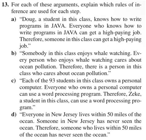 solved 13 for each of these arguments explain which rules